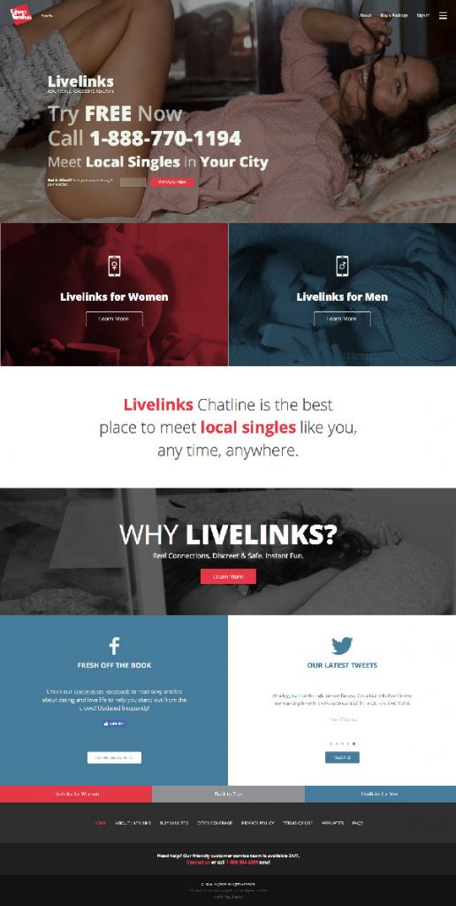 Livelinks Website Screenshot - Chatline Guide