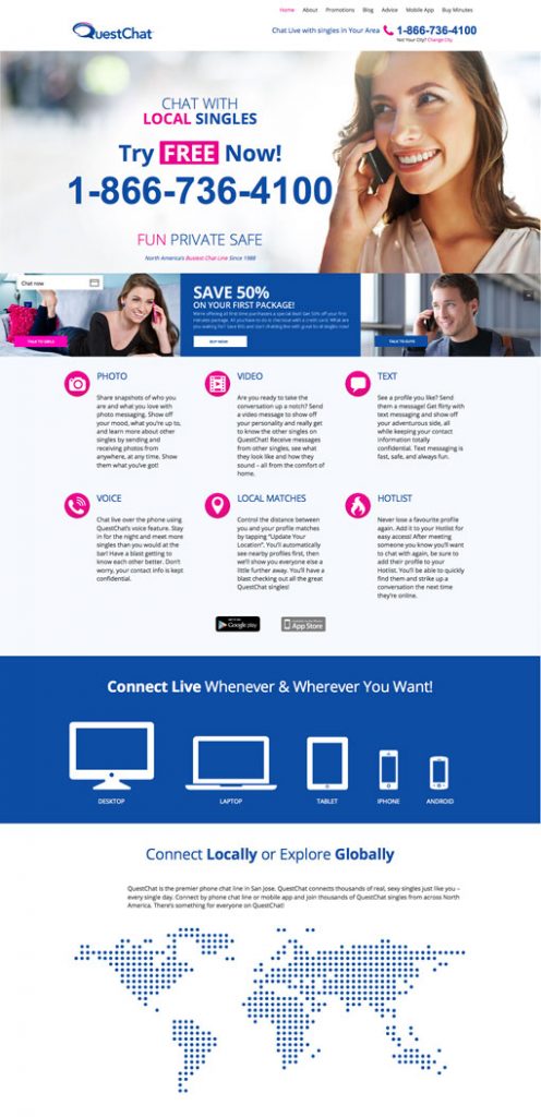 Questchat Website Screenshot - Chatline Guide